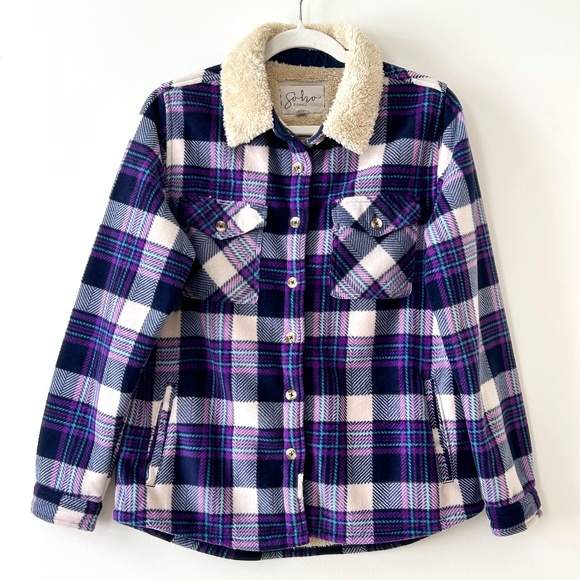 Soho Threads | Jackets & Coats | Soho Threads Plaid Plush Sherpa Fleece ...